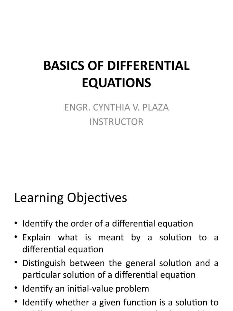 Basics of Differential Equations | PDF | Ordinary Differential Equation ...