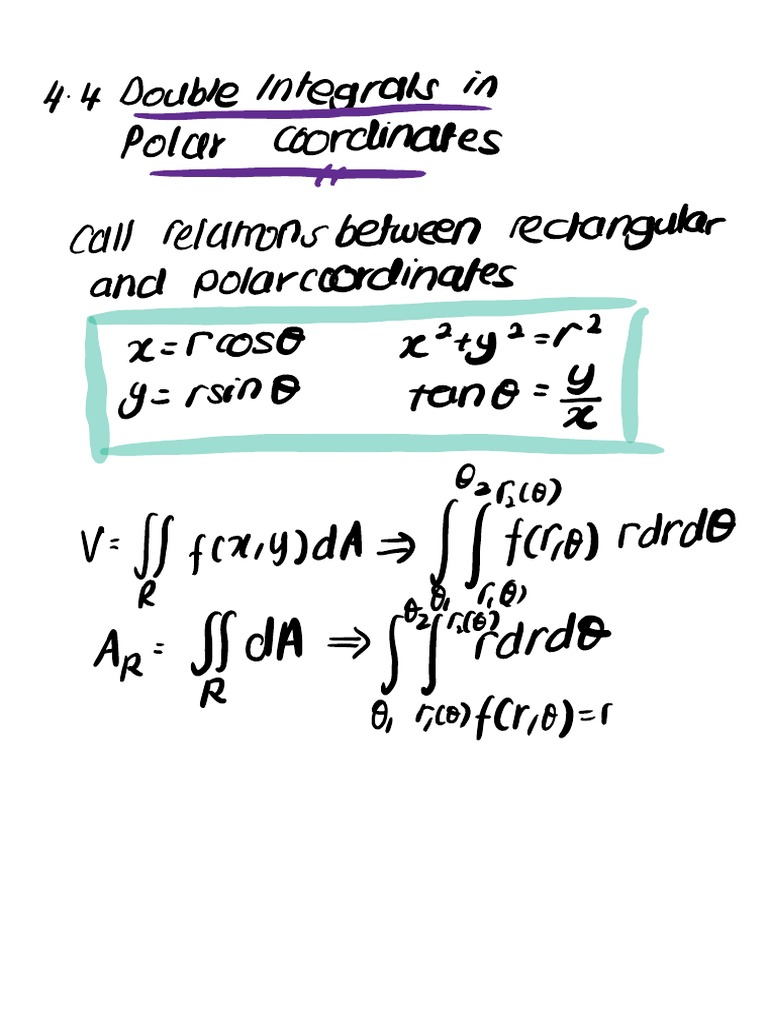 4 4 Double Integrals In Polar Coordinates Pdf Theoretical Physics