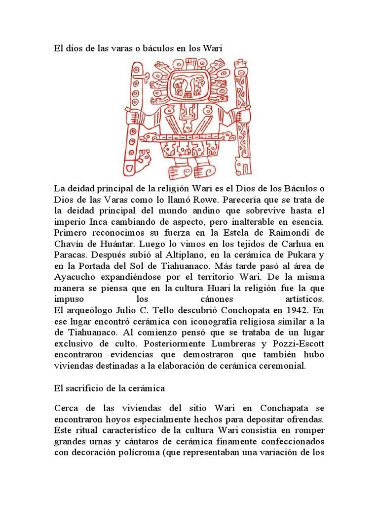 El Dios de Las Varas o Báculos en Los Wari | PDF