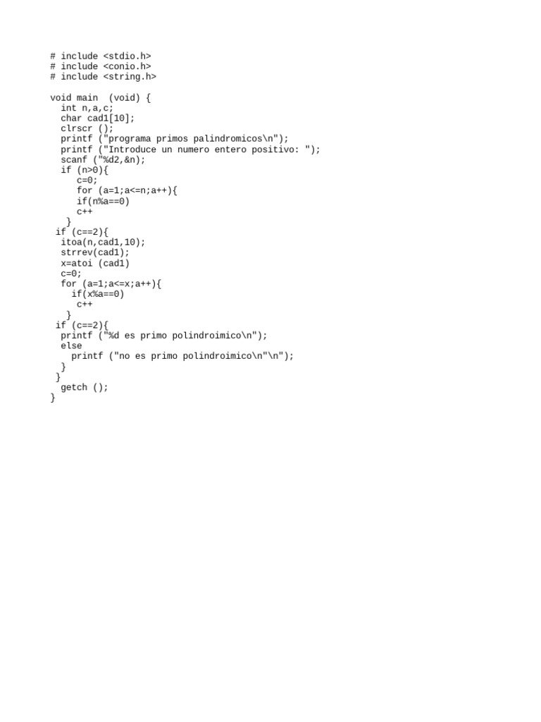 Prime Palindrome Checker in C | PDF
