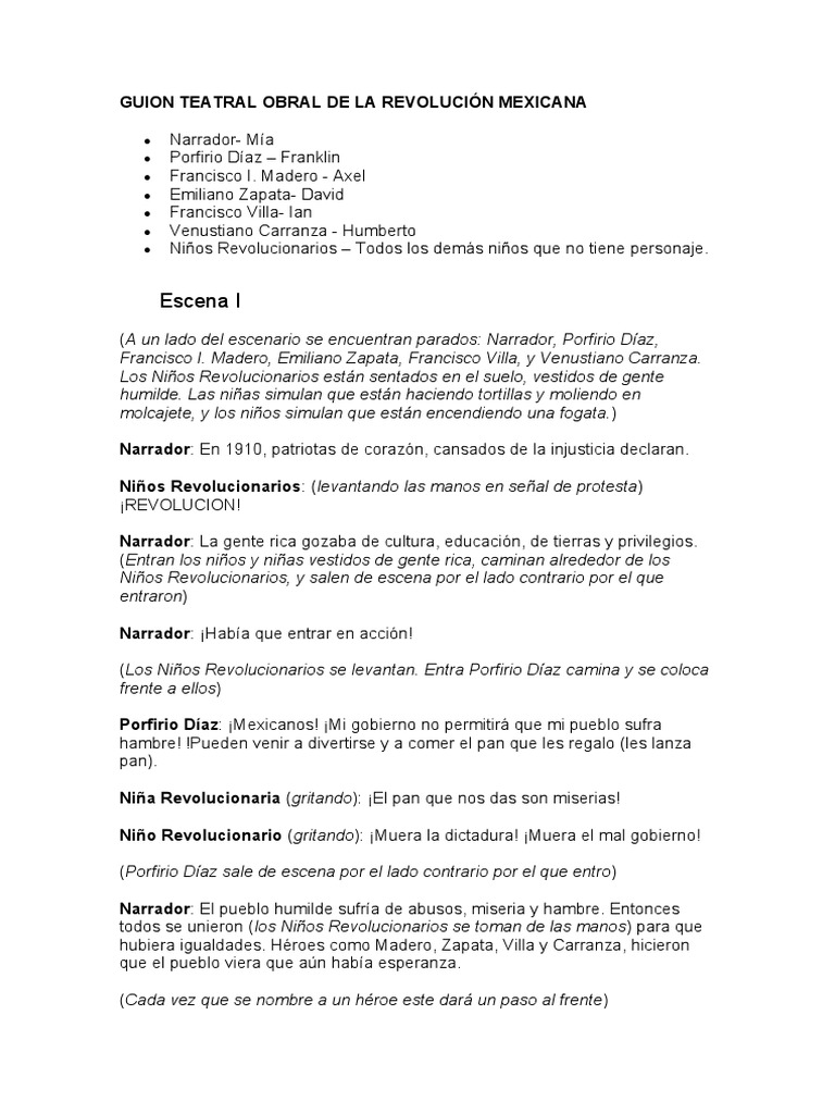 Guion Teatral Obral de La Revolución Mexicana 2a | PDF | México ...