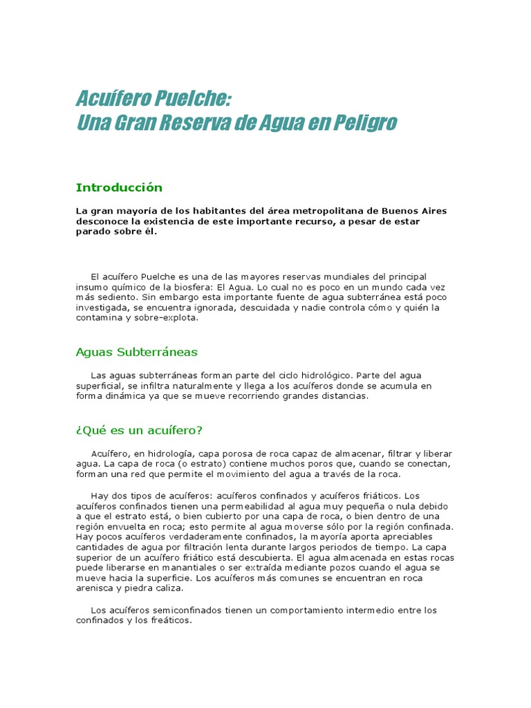 Acuífero Puelche | PDF | Agua subterránea | Agua