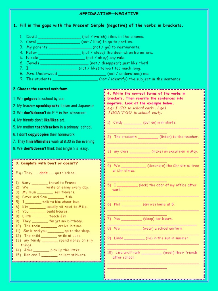 Present Simple Negative Sentences | PDF | Language Mechanics | Syntax