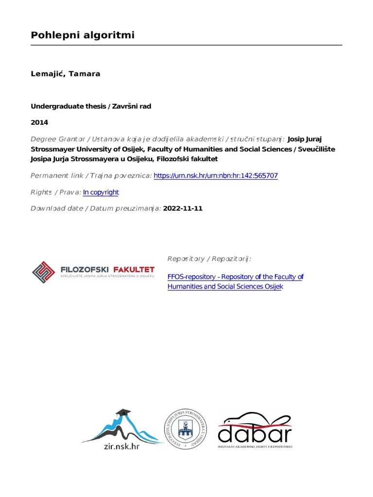 Pohlepni Algoritmi | PDF