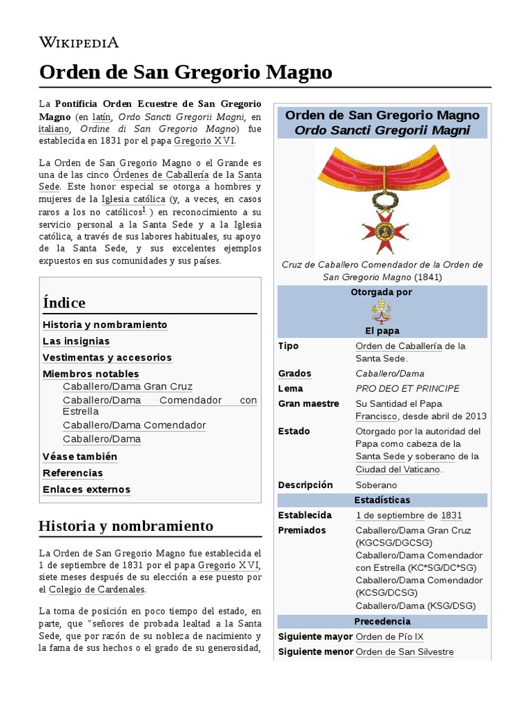 Orden de San Gregorio Magno | PDF | Religión y espiritualidad
