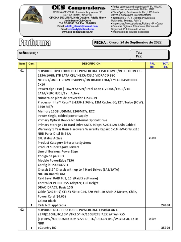 Proforma Server Dell Torre | PDF