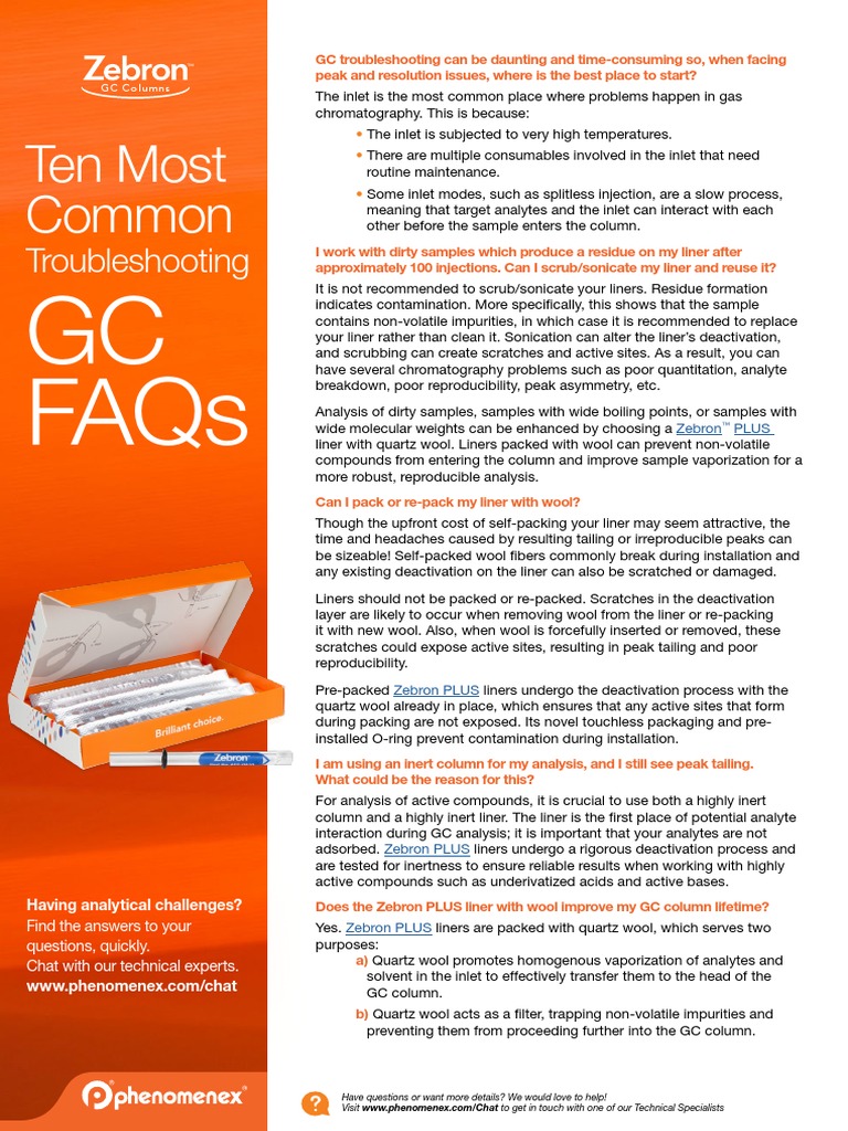 Troubleshooting Gc Faqs Pdf Chromatography Materials