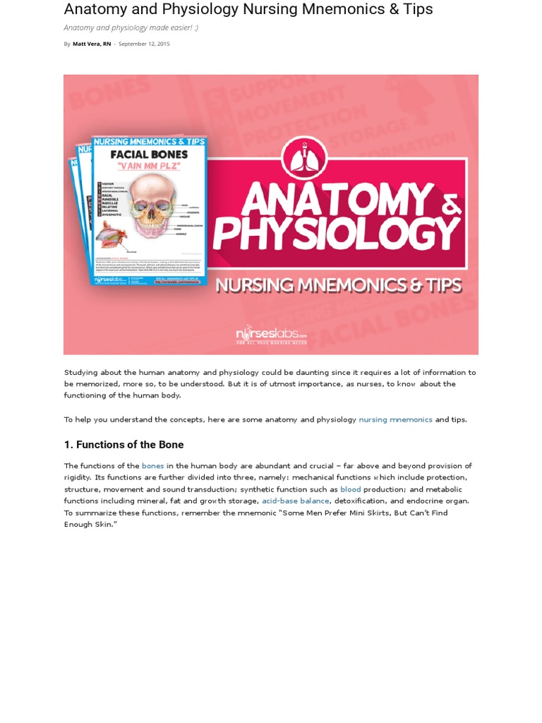 Anatomy and Physiology Nursing Mnemonics & Tips | PDF | Epithelium ...