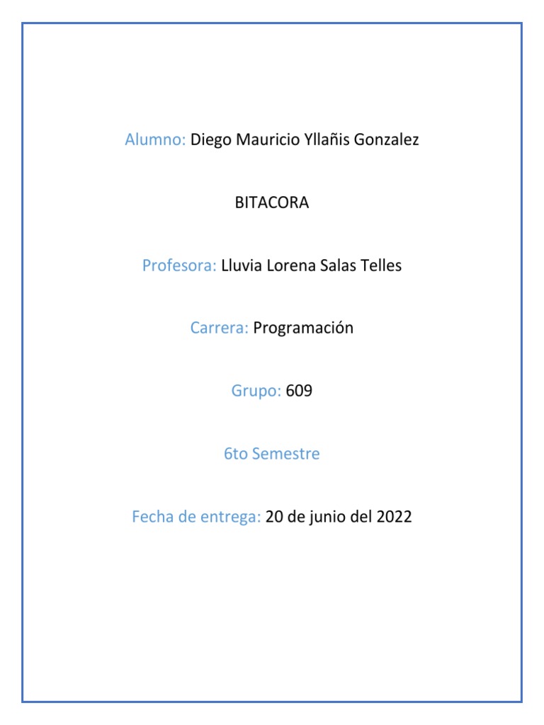 Bitacora | PDF | Java (lenguaje de programación) | Ingeniería Informática
