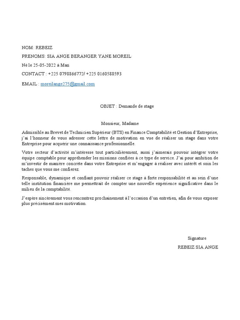 Demande de Stage | PDF