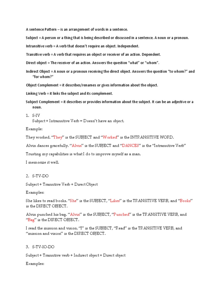 A Sentence Pattern | PDF | Language Arts & Discipline