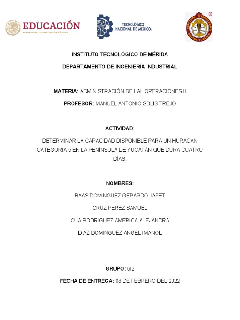 E1 ADOII 6I2 Equipo5 | PDF | Ciclones tropicales | Defensa Civil