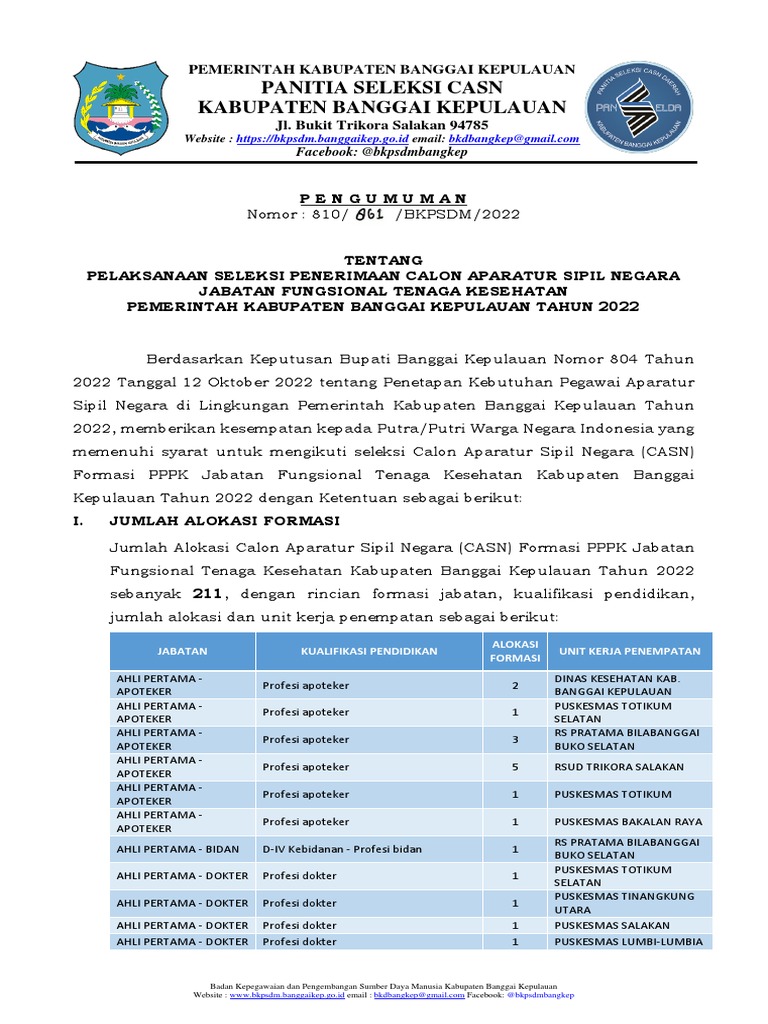 Pengumuman Tenaga Kesehatan | PDF
