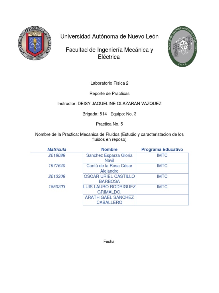 Practica 5 Lab Fis 2 | PDF | Líquidos | Presión