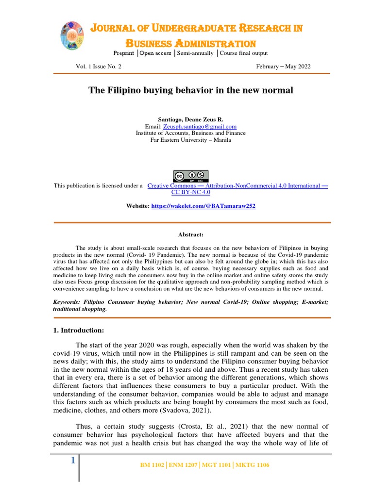 The Filipino Buying Behavior in The New Normal | PDF | Focus Group | Brand