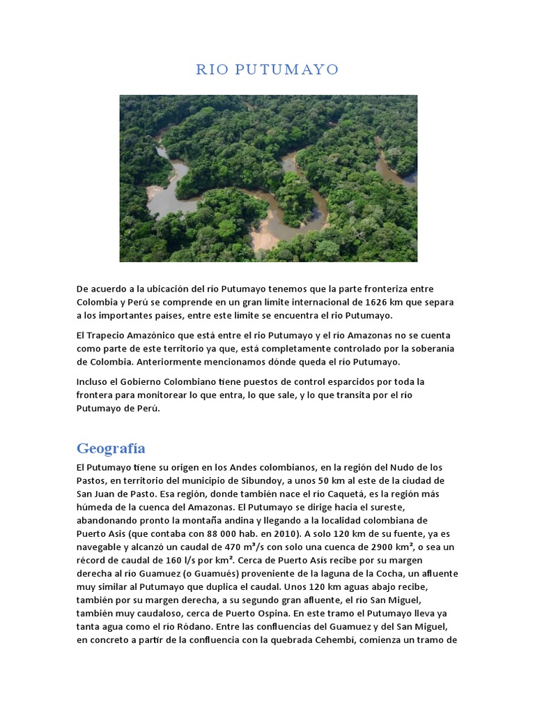 Rio Putumayo | PDF | Ciencias de la Tierra | Geografía Física