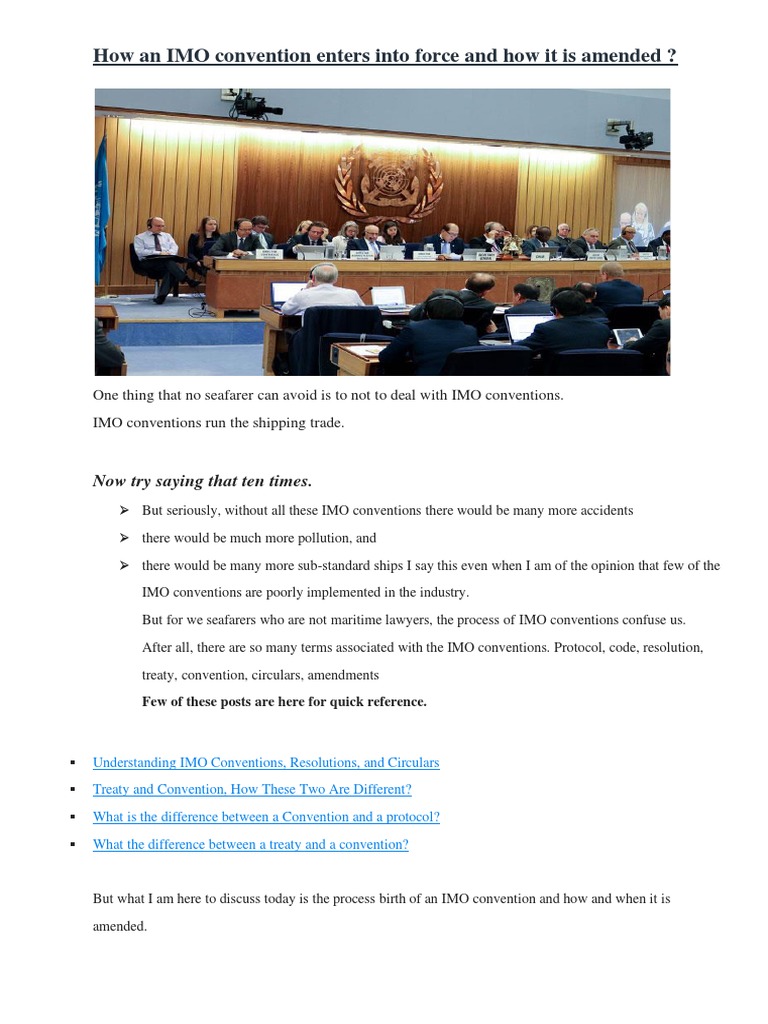 IMO Conventions for Seafarers | PDF