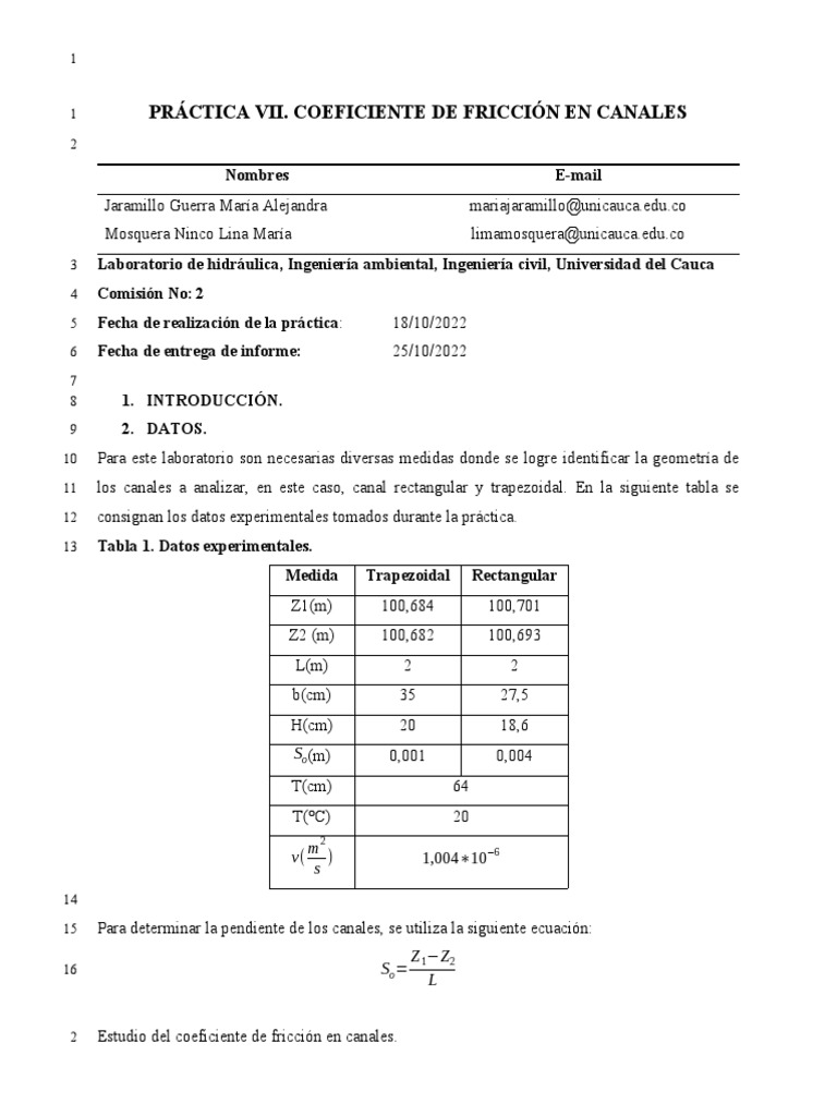 PRÁCTICA VII. Coeficiente de Fricción. | PDF | Cantidad | Science