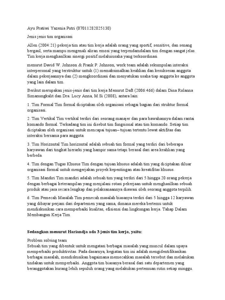 Jenis Tim | PDF