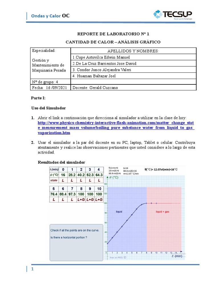 G4 - Lab01 - Cupe - de La Cruz - Condor - Huaman | PDF | Medición | Calor