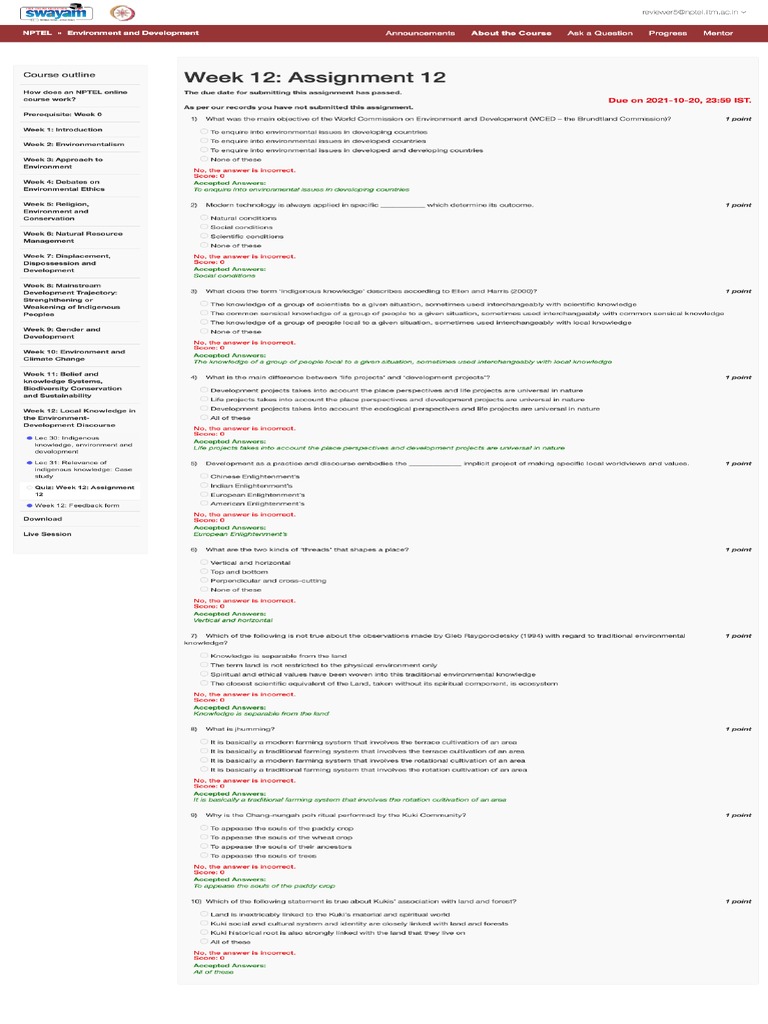 Noc21 Hs83assignment Week12 | PDF