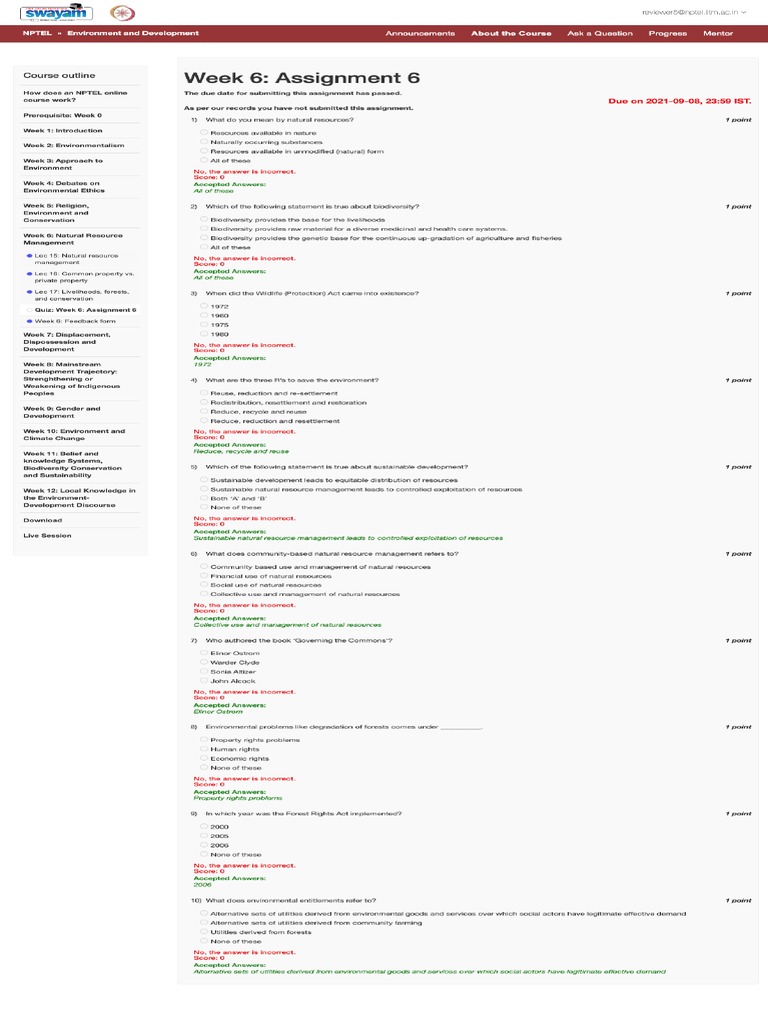 Noc21 Hs83 Assignment Week 6 | PDF