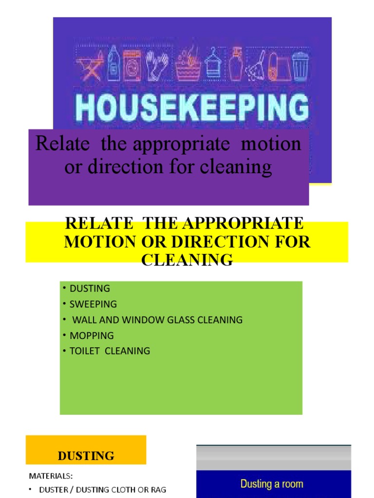 Relate The Appropriate Motion or Direction For Cleaning | PDF