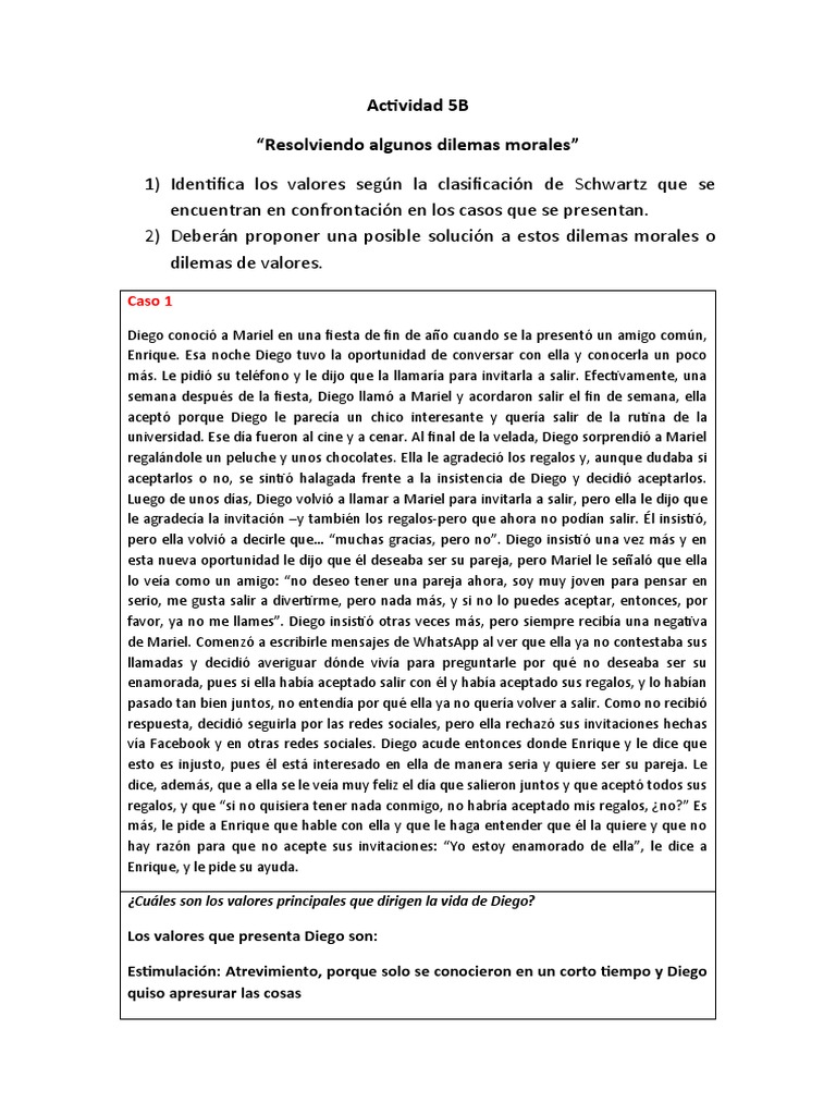 Actividad 5B - Dilemas de Valores | PDF