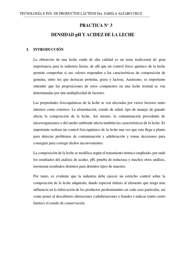 PRACTICA | PDF | Leche | Ph