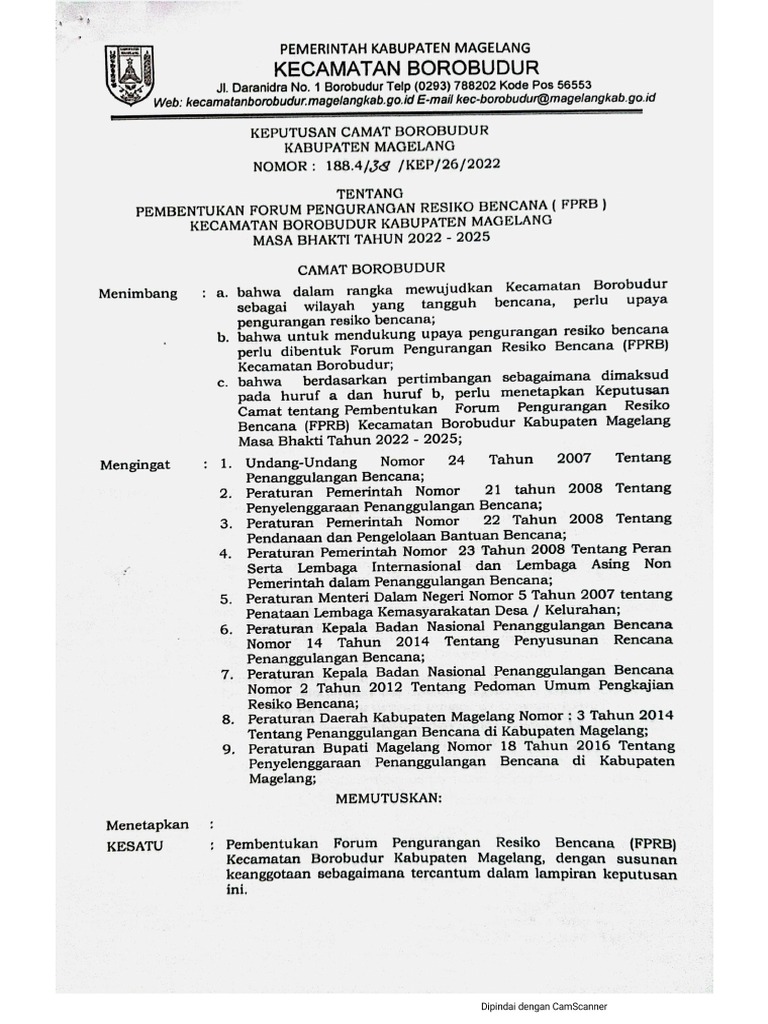 SK FPRB Kec. Borobudur | PDF