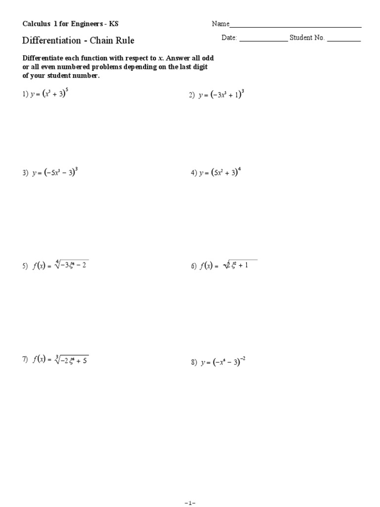 Chain Rule - ACTIVITY 1 | PDF