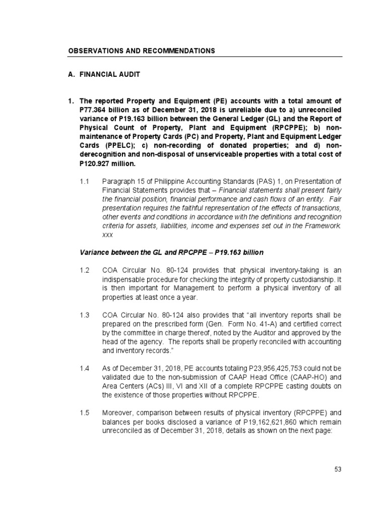 2018 9 Audit Observations and Recommendations | PDF | Debits And ...