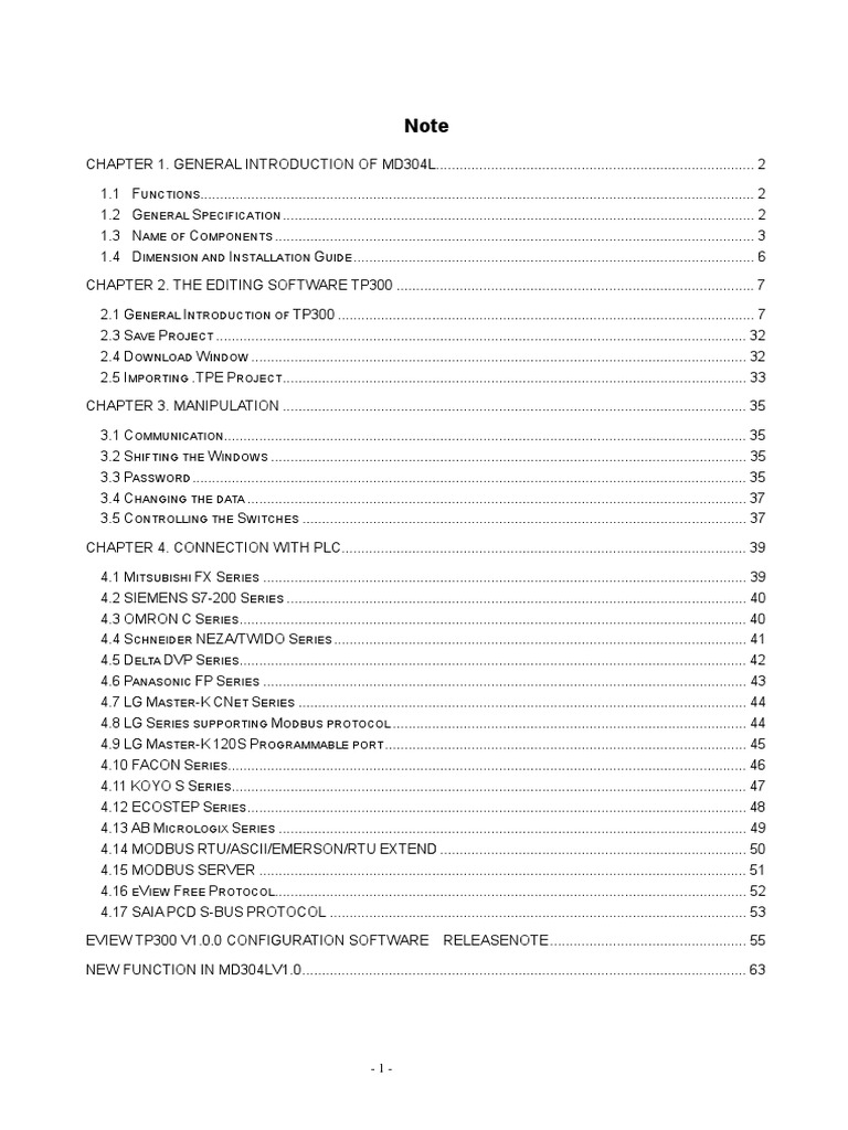 Kinco MD304L User Manual EN 0805 | PDF