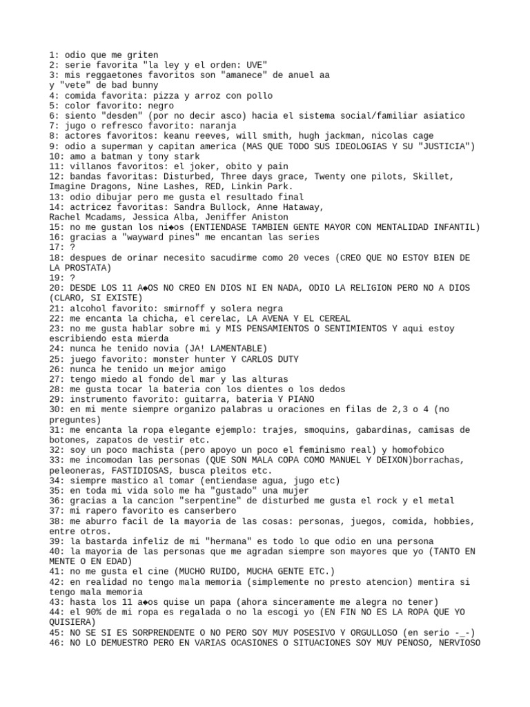 50 Cosas Sobre Mi | PDF