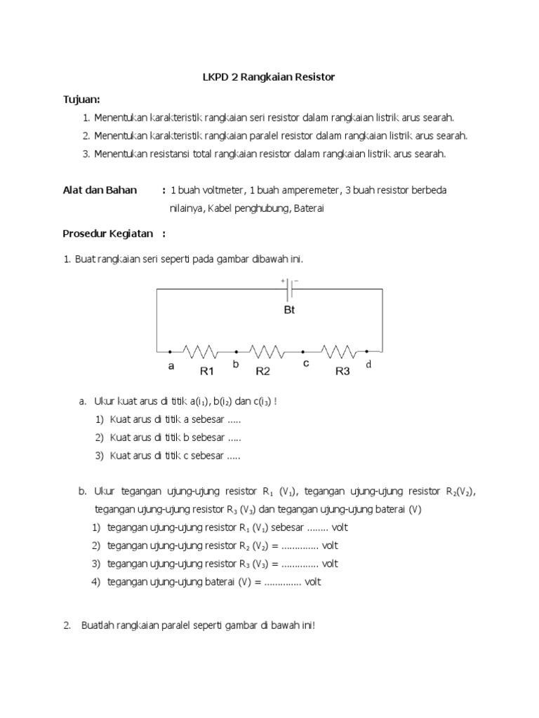 LKPD 2 (Rangkaian Resistor) | PDF