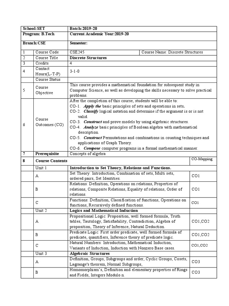 CSE245 - Discrete Structures | PDF | Discrete Mathematics | Group ...