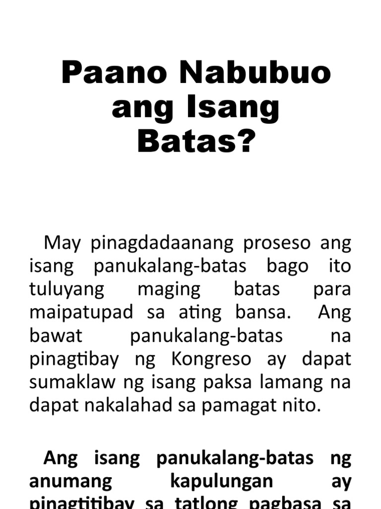 Paano Nabubuo Ang Isang Batas | PDF