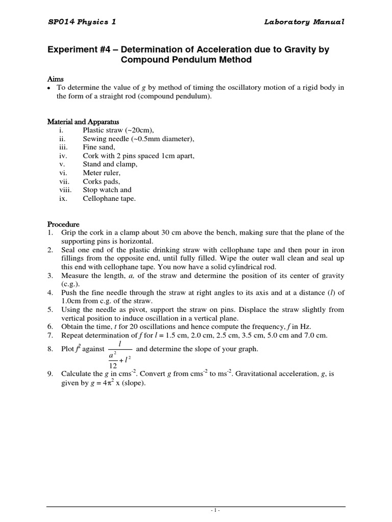 2022 Exp 4 Compound Pendulum | PDF | Pendulum | Oscillation