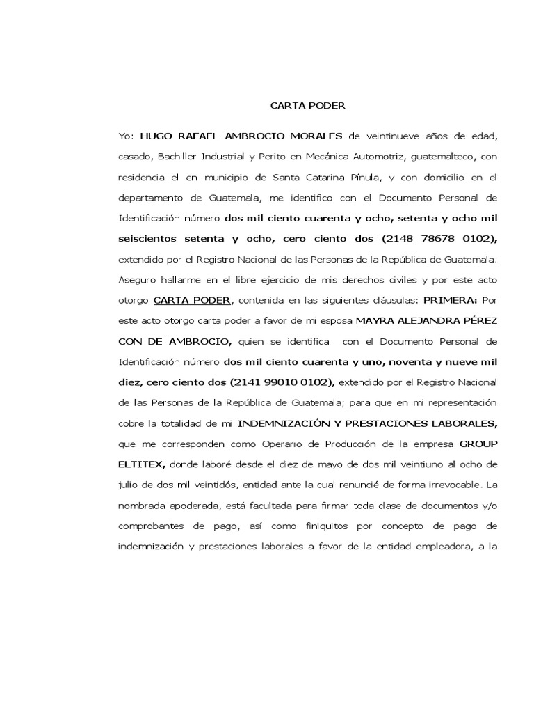 Carta Poder | PDF | Guatemala