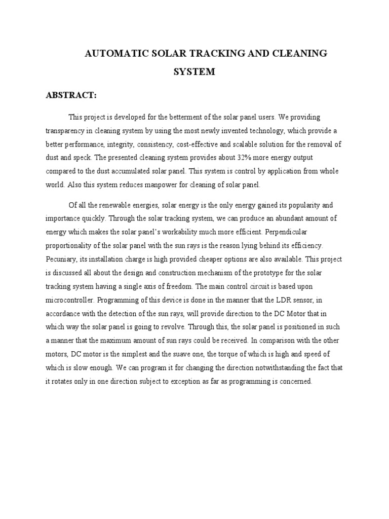 21 Automatic Solar Tracking and Cleaning System | PDF