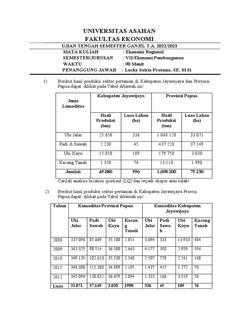 Soal Ekonomi Regional | PDF