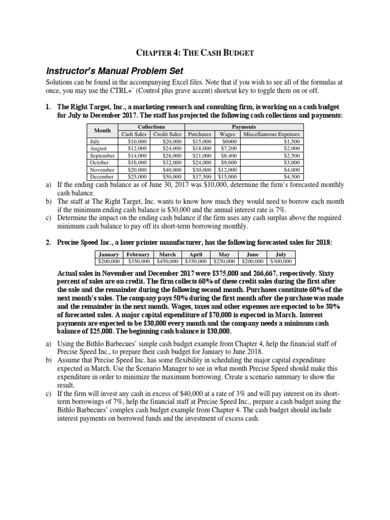 CH04 Problem | PDF | Interest | Budget
