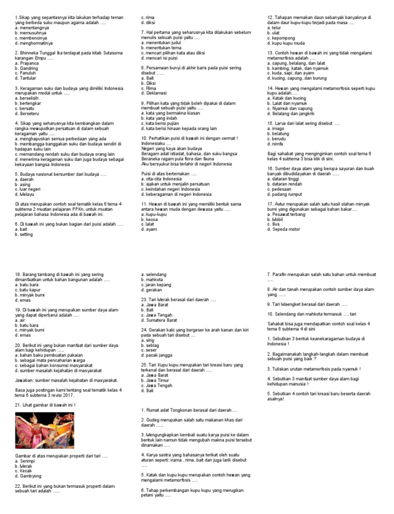 2 - IPA - Kelas 4 - Evaluasi Tema 6 | PDF