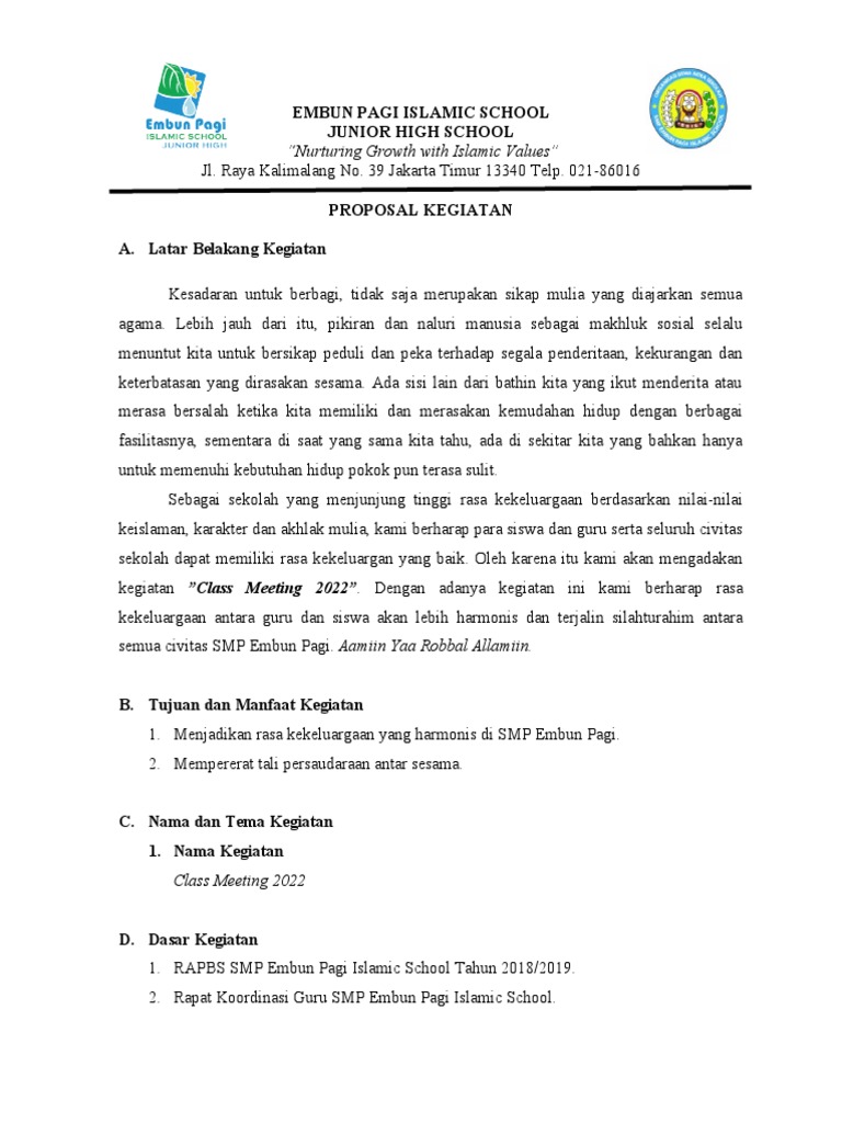 Proposal Class Meeting 2022 | PDF