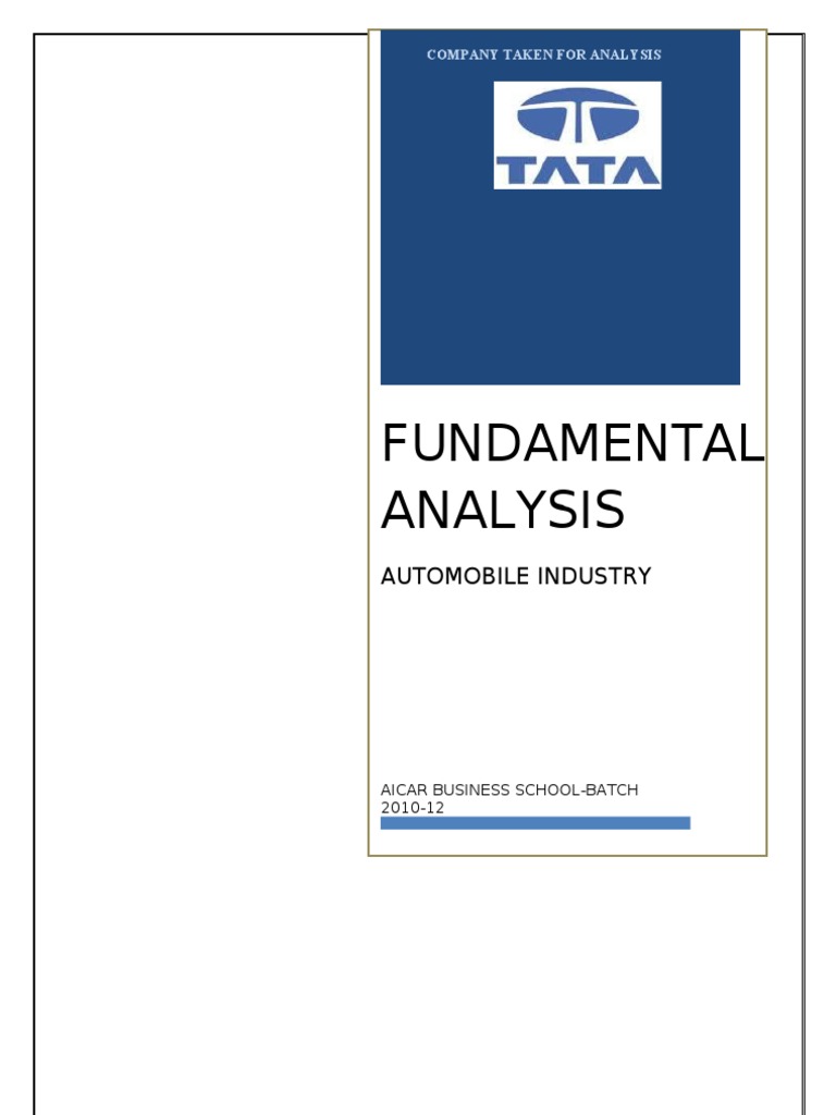 Fundamanetal Analysis of Automobile Industry (Tata Motors) | PDF ...