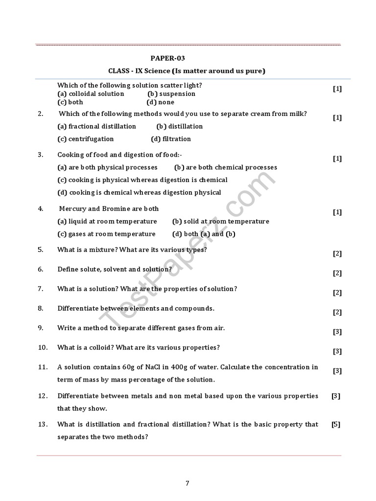 Class IX Science: Matter & Mixtures | PDF | Science & Mathematics