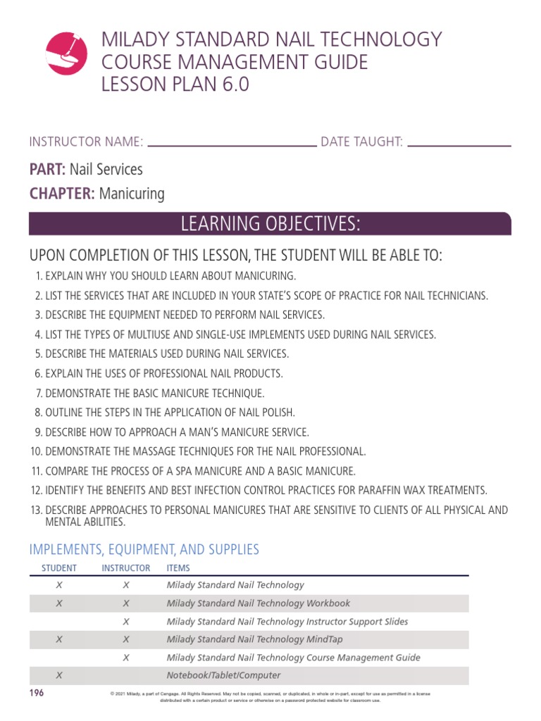 Nail Tech8 Lesson Plan | PDF | Ultraviolet | Incandescent Light Bulb