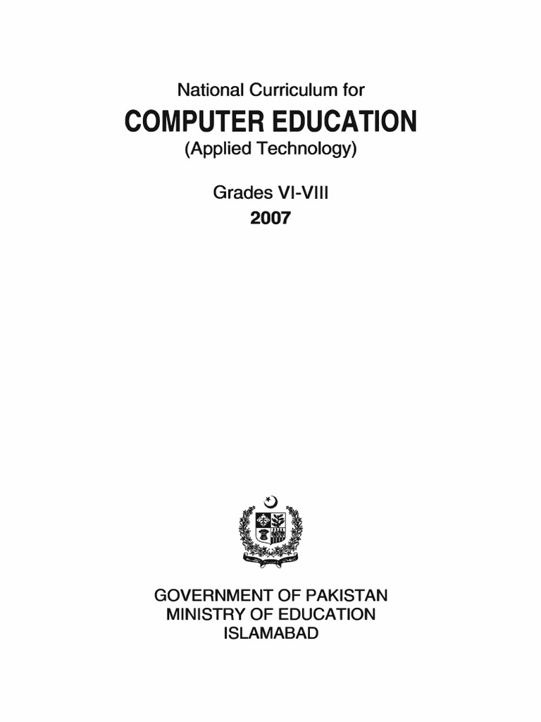 National Curriculum for Computer Education | PDF | Educational ...