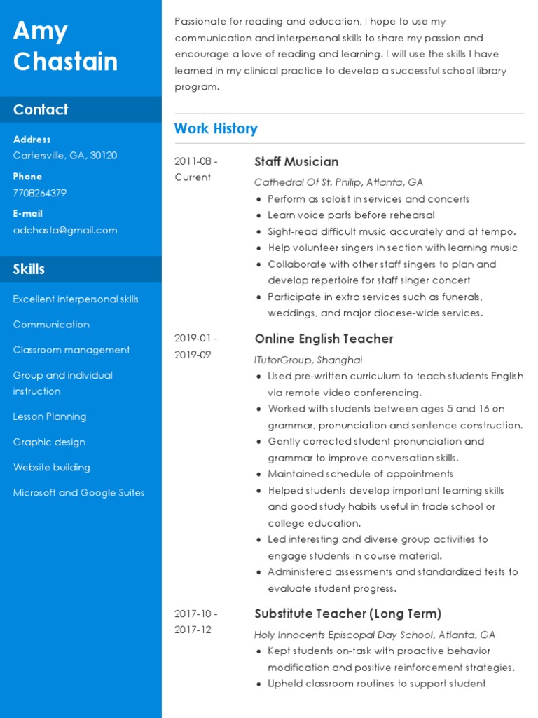 Amy Chastain Resume 2 | PDF | Teachers | Schools