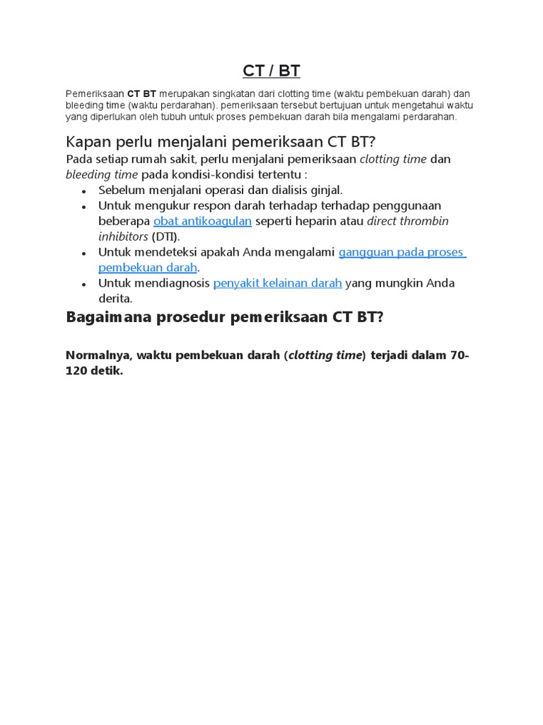 Kapan Perlu Menjalani Pemeriksaan CT BT? | PDF